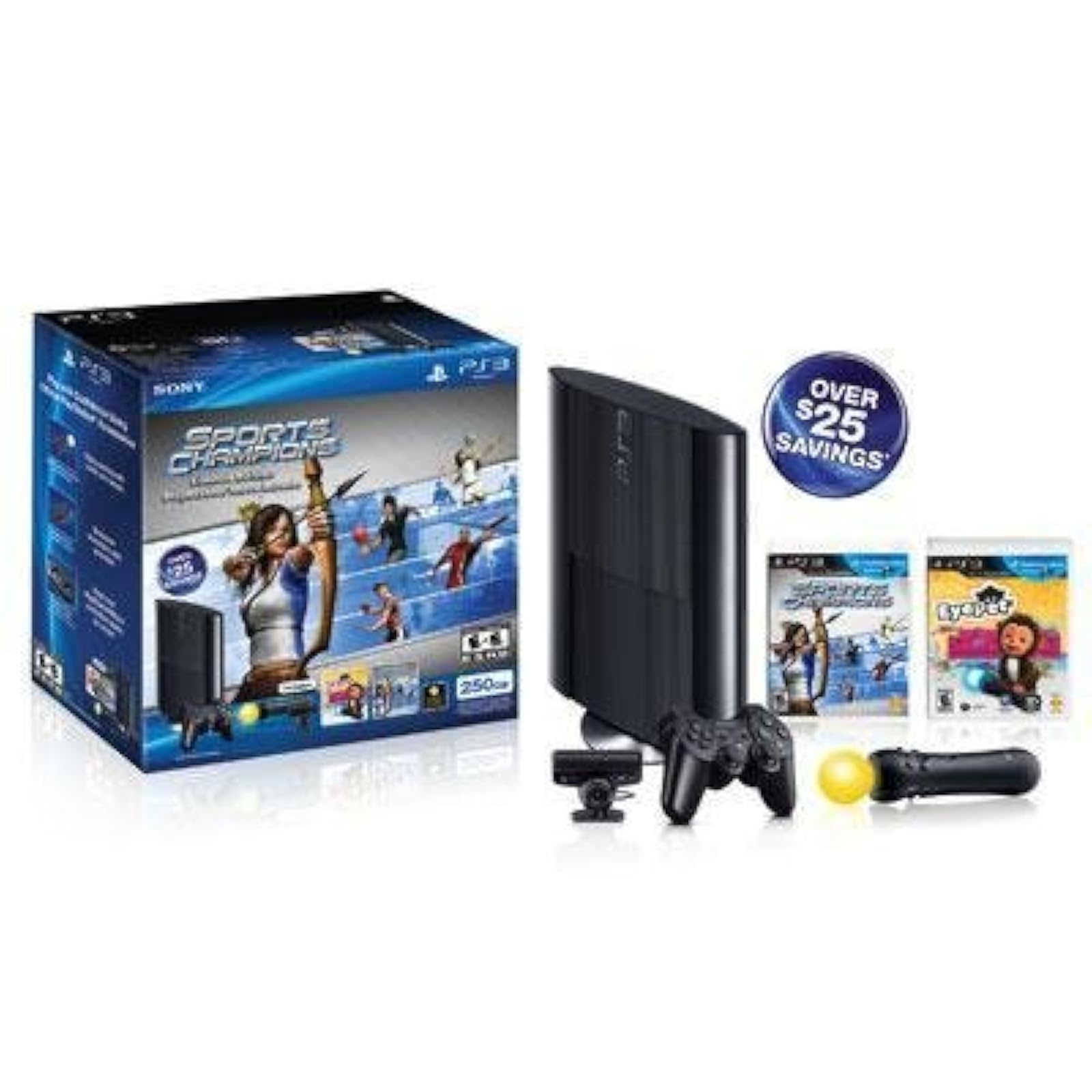 Sony PlayStation 3 250GB Sports Champion And Eyepet Move Bundle