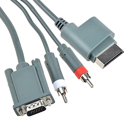 HD VGA Audio Video Cable 6 Feet For Xbox 360 Gray 718924469383 Grey