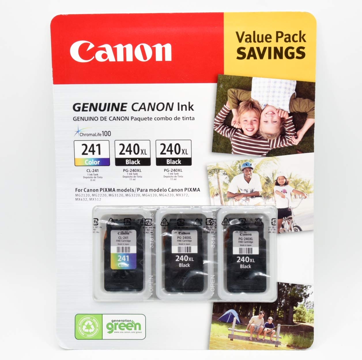 Canon PG-240XL/CL-241 Ink Tank Cartridge Black/tri-Color 3 Cartridges ...